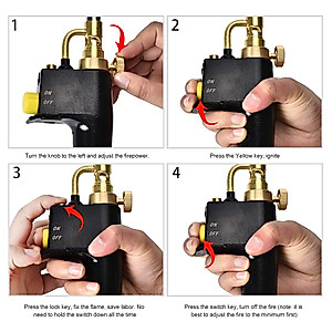 SEAAN Propane Torch Head with 3 Tips, Trigger Start Mapp/Map Gas Torch W/Push Button Igniter, Welding Torch Head for MAPP, MAP/PRO Fuel Cylinder