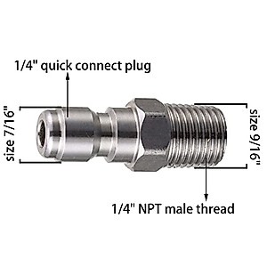 Tool Daily Pressure Washer Coupler, Quick Connect Plug, 1/4 Inch Male NPT Fitting, 5000 PSI, 2-Pack