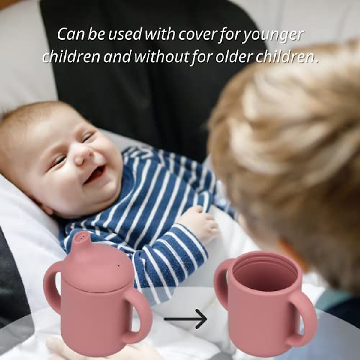 Mintlyfe Baby Sippy Cup, 2 Pack of Silicone Trainer Cup Toddler for Boys and Girls, Unbreakable, Spill Proof and Two Handle Learner Cup Sippy Cup for Toddlers, 4oz (Blush/Mauve)