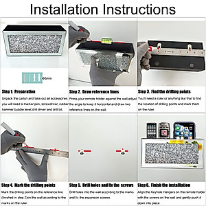 GOTHICO Mirrored Remote Holder, Wall Mounted Crush Diamond Bling Decoration Organizer Storage Box for Remote Phone Pad Wallet Notebook (8.3"×2.5"×4" For 3 or 4 Remote Controls)