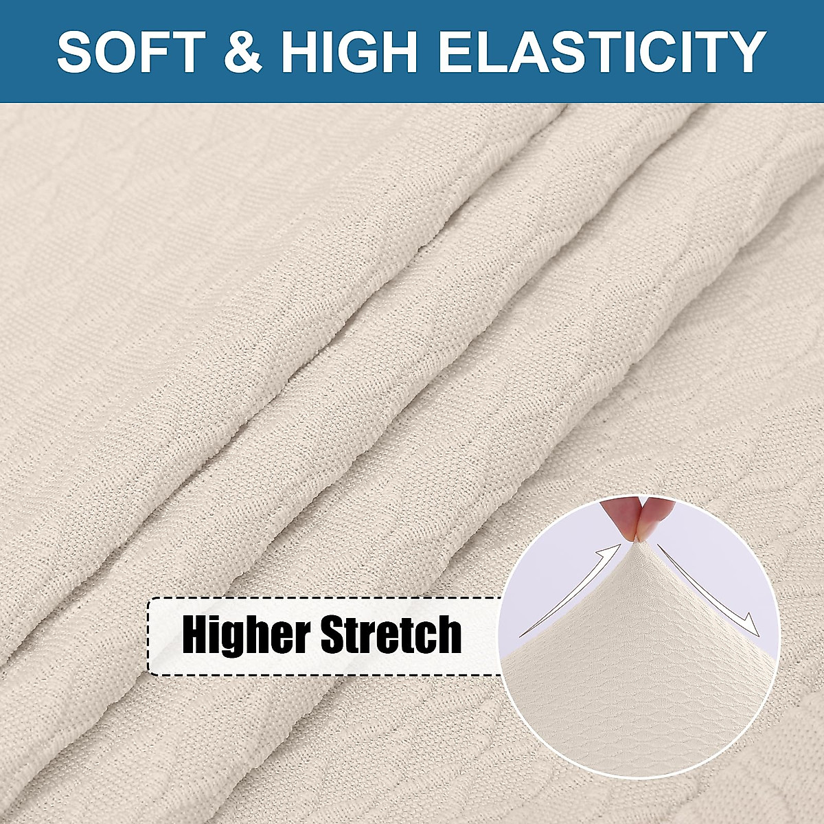 smiry Stretch Jacquard Seat Covers for Dining Room Chairs Set of 4, Removable Washable Chair Seat Protector Slipcovers, No Rear Covers, Beige