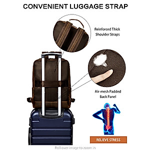 BOSTANTEN Leather Backpack for Men, 15.6 inch Laptop Backpack Large Capacity Business Travel Bag Vintage Shoulder Daypacks