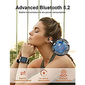 TTQ [Upgrade] Wireless Earbuds Bluetooth Headphones, Bluetooth 5.2 Sport Headphones, 80H Play Back, IPX7 Waterproof Over-Ear Buds with Earhooks Built-in Mic Headset for Sports Running Workout Gaming