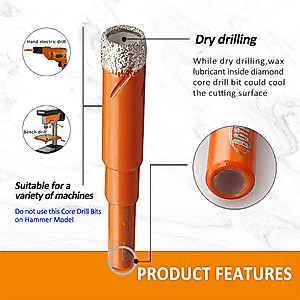 Dry Diamond Drill Bit Set,BGTEC 10pcs 1/4" 6mm Hole Saw Plus 10pcs 1/4" 6mm Welded Diamond Wet Drilling