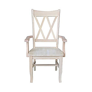 IC International Concepts Double X-Back Arms Dining Chairs, Height, Unfinished