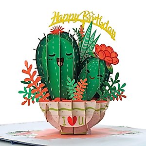 CUTPOPUP Happy Birthday Card Pop Up, 3D Greeting Card (Cactus)