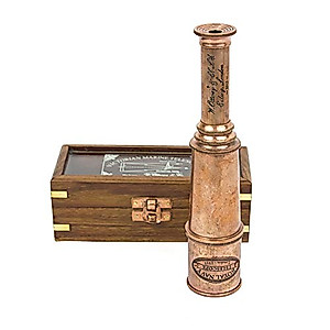 Vintage 1915 Retro Sailor Marine Telescope Copper Antique Royal Navy telescopes Wooden Box Glass Cover