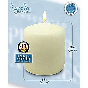 HYOOLA Ivory Pillar Candles 3x3 Inch - Unscented Pillar Candles - 6-Pack - European Made