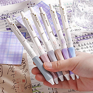 ITAWIXS Aesthetic Gel Ink Pens 6Pcs 0.5mm Silent Retractable Black Ink Pens Comfort Grip Quick Dry Ink Pen Fine Point Smooth Writing Cute School Supplies for Journaling Notetaking