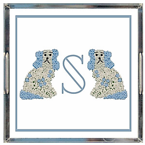 Acrylic Serving and Vanity Trays ; Blue Staffordshire Dogs Acrylic Tray ; Monogram Acrylic Tray ; Decorative Vanity Trays and Kitchen Serving Trays