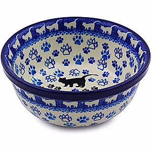Polish Pottery Bowl 6-inch made by Ceramika Artystyczna (Boo Boo Kitty Paws Theme)