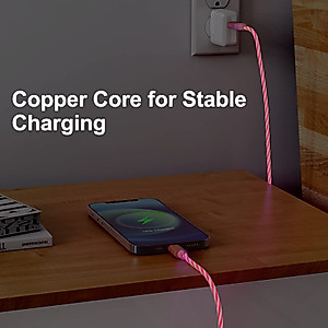 Apple MFi Certified iPhone Charger 6.6ft, LED Light Up Apple Charger Lightning Cable Data Sync Cord LED Light Up Glowing Fast Charging Cable Cord for Apple iPhone 13/12/Pro/11/X/XS/XR/8/7/6/5S/SE/iPad
