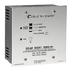 Blue Sky Energy Solar Boost SB2512iX-HV, 25A MPPT Solar Charge Controller for 12V Lead Acid Batteries. Auxiliary Output for Dual Battery Charge or 25A LVD Load Output