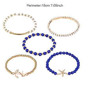 LUX ACCESSORIES Navy Nautical Starfish Anchor Arm Candy Set (5pc)