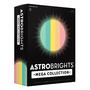 Astrobrights Mega Collection, Colored Cardstock, Punchy Pastel 5-Color Assortment, 320 Sheets, 65 lb./176 gsm, 8.5" x 11" - MORE SHEETS! (91780)