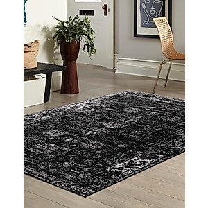 Rugs.com Monte Carlo Collection Rug – 8' x 10' Black Medium Rug Perfect for Living Rooms, Large Dining Rooms, Open Floorplans