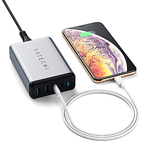 Satechi 75W Dual Type C PD Travel Charger Adapter with 2 USB C PD & 2 USB 3.0 - Compatible with 2020/2019 MacBook Pro, 2020 MacBook Air, M1 iPad Pro/Air, iPhone 14 Pro Max/14 Pro/14/14 Plus