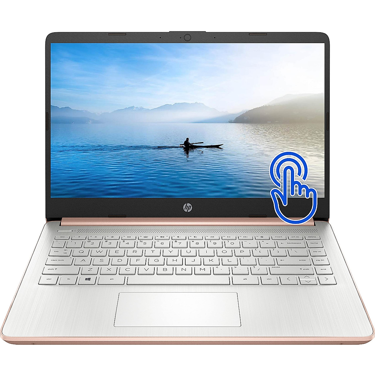 HP Stream 14inch HD Touchscreen Display, Intel Celeron Dual-Core Processor, 4GB RAM, 128GB Storage (64GB eMMC+64GB Card), Webcam, 1-Year Microsoft 365, Win11, Rose Gold, W/GaLiMu
