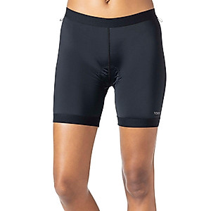 Terry Bike Shorts Women, Metro 7 Inch Inseam MTB Urban Hiking Cycling Bottom, 2 Piece Set W/Unattached Padded Liner - Ebony, X Large