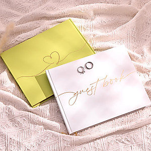 Artake Wedding Guest Book with Pen & Sign, Gold Foil Lettering Hardcover Palaroid Wedding Reception 7" x 9" Alternative Baby Shower, Wedding, Graduation, Party, Brithday Guest book Wedding Supplies