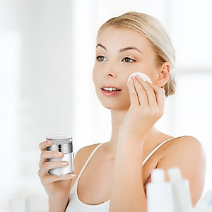 3 Pack Airless Pump Jar, Moisturizer Pump Container, Pump Moisturizer Container, Leak-proof Travel Containers for Thick Moisturizer, Skincare Cream, Travel Lotion Container（0.5oz /1oz /1.7oz）