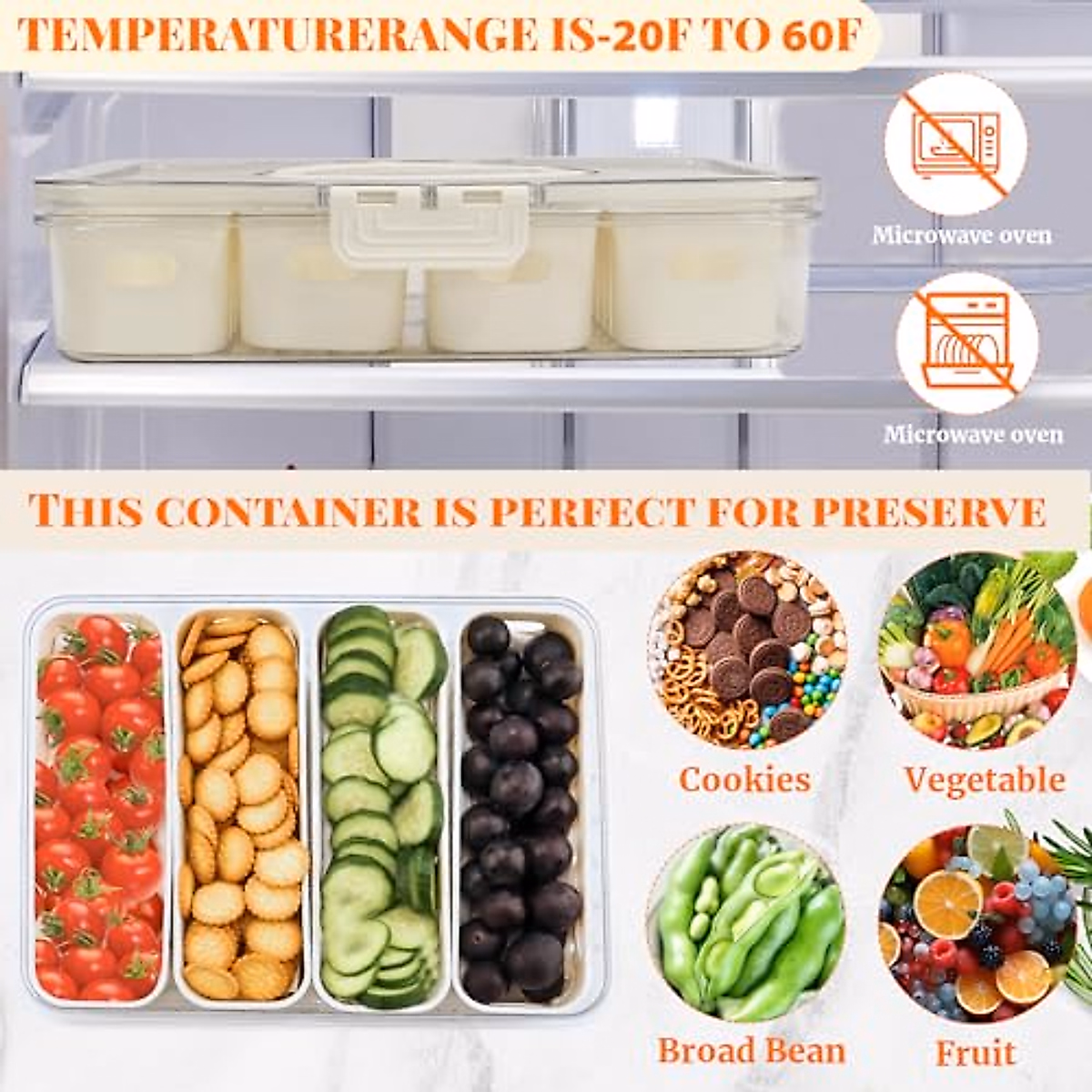Fruit Storage Containers for Fridge with Removable Colander, Airtight Food Storage Containers with Lids, Plastic Divided Fresh Produce Saver for Vegetable Fruit Lettuce Meat Fish Salad Freezer Safe