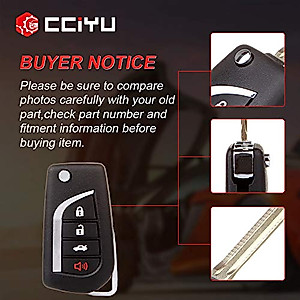 cciyu X 1 Flip Key Fob with Key Blade 4 buttons Replacement for 11 for Toyota Camry Series with FCC HYQ12BBY