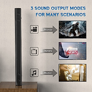 SAKOBS Sound Bars for TV, Three Equalizer Mode Audio Speaker for TV with Built-in 4 Speakers, 37 Inch Wired & Wireless Stereo Soundbar, Optical/Aux/RCA Connection, Remote Control