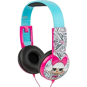 L.O.L. Surprise! Kids Safe Over The Ear Headphones HP2-03136 | Kids Headphones, Volume Limiter for Developing Ears, 3.5MM Stereo Jack, white/black Recommended for Ages 3-9, by Sakar