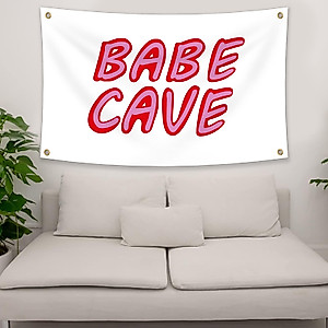 Babe Cave Flag 3x5 Feet Flag Funny Poster Durable Man Cave Wall Flag with 4 Brass Grommets This beautiful entertaining banner flag for College Dorm Room Decor,Outdoor, events, festivals..