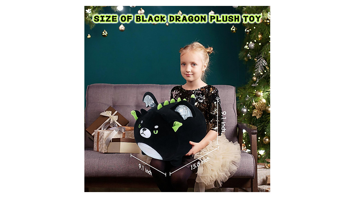 Giant Black Dragon Plush Toy | Soft Kawaii Stuffed Animal
