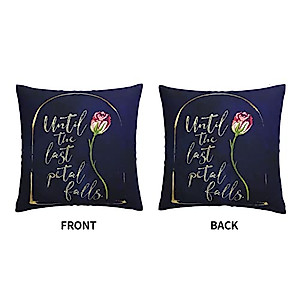 Lhgs5sv Until The Last Petal Falls. Beauty and The Beast. Both Sides Throw Pillow Covers Cotton Home Decor Sofa Square Cushion Cover Pillow Case 18x18 in