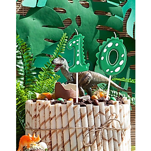 3rd Birthday Candles, Number 3 Candle, Dinosaur Party Decorations for Birthday, Green Happy Birthday Candle for Cake, Handmade Numeral Candle Dino Theme Cake Topper Anniversary Party Decor