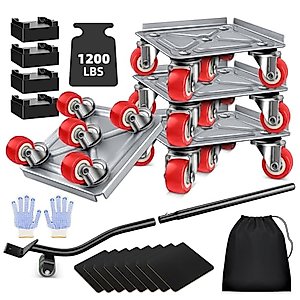 BTEC Furniture Sliders for Hardwood/Carpeted Floors, Furniture Movers with Wheels of 5, Appliance Dolly for Heavy Furniture