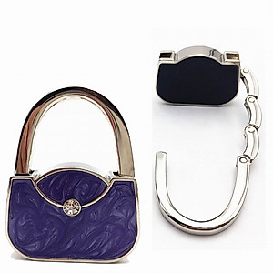 ROFLYER Handbag Shape Design Metal Foldable Purse Bag Hook Table Hanger,Set of 4