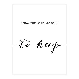 Andaz Press Unframed Black White Wall Art Decor Poster Print, Bible Verses, Now I Lay Me Down to Sleep Nightime Prayer, 4-Pack, Unique Christian Christmas Birthday Gift for Him Her New Home