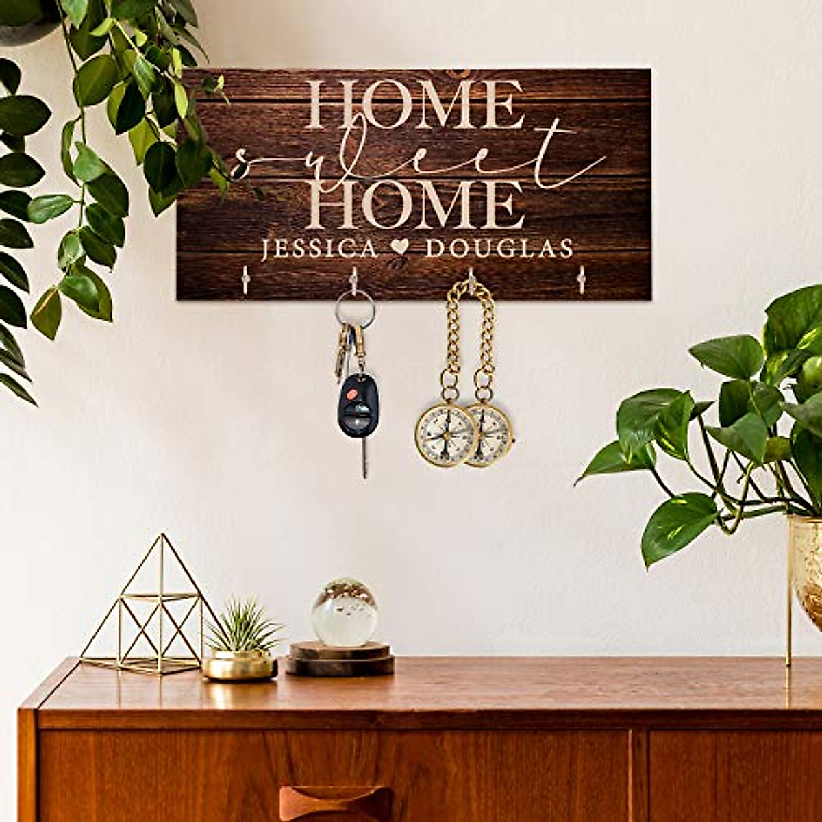 Zexpa Apparel Personalized Wood Key Hook for Couple Mr Mrs| Custom Wall Key Rack Ring Holder Hanger for Wedding Gift | Gifts for Housewarming | New Home Décor | C01D08