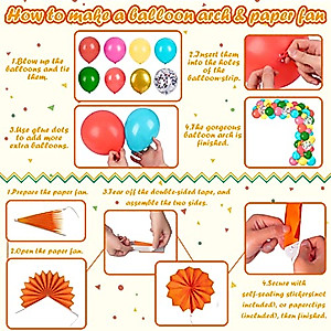 Cinco De Mayo Fiesta Party Decorations - Mexican Themed Balloons Garland Arch Kit + Paper Fans for Birthday Decor Supplies (No Air Pump,Dot&Pennant Banner)