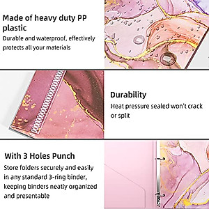 Ospelelf Folders with Pockets, Waterproof Plastic Folder with Two Fixed Corner Tabs and 2 Pockets Includes Business Card Slot, Includes Sticker, Fits 3 Ring Binder Holds 11" x 8.5", 6-Pack