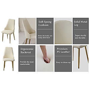 Runboll Modern Dinner Chairs Set of 2 PU Leather Accent Chairs with Metal Legs for Kitchen, Dining, Bedroom, Living Room