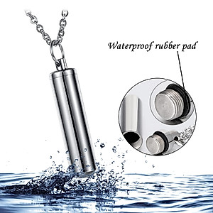 HaoQin jewelry 7 Pieces Cylinder Cremation Urn Necklaces for Ashes Stainless Steel Memorial Keepsake jewelry Ashes Locket Pendant