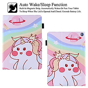 REASUN Case for New Kindle Fire 7 Tablet,PU Leather Card Slots Folio Cover with Auto Sleep/Wake Viewing Stand Case for All-New Kindle Fire 7 Tablet (12th Generation, 2022 Release), Crown Unicorn