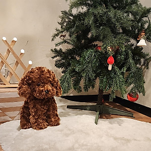 WEIGEDU Labradoodle Plush Toy, Fluffy Red Poodle Stuffed Animal, 12.6" - Perfect for Kids, Babies, Birthday