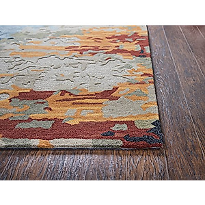 Rizzy Home | MO999A | Mod Collection | Wool / Viscose Area Rug | 8' x 10' | Tan/Gray/Black/Orange/Red/Gold/Aqua Abstract