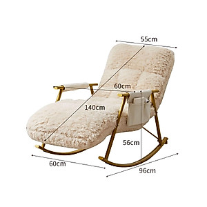 YNAYGDIUGD Upholstered Glider Rocker Chair,Outdoor Rocking Chair with Armrests,Patio Rocking Chair with Side Pockets,for Living Room, Hotel, Bedroom, Beige (Color : Gold)