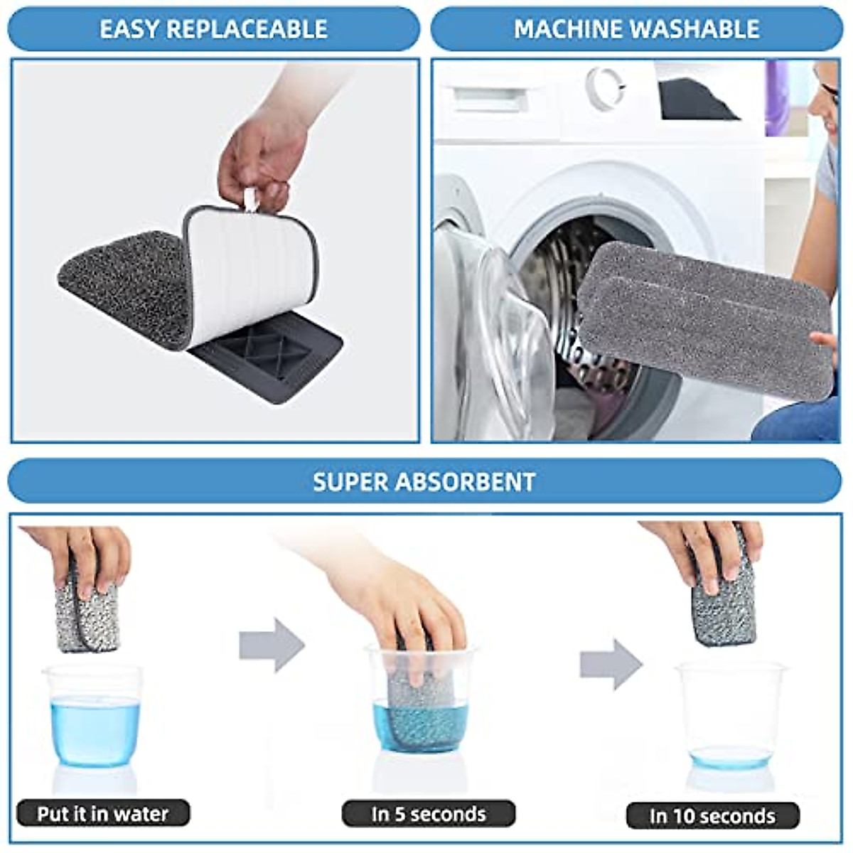 Microfiber Spray Mop for Floor Cleaning with 5 Washable Pads,360 Degree Spin Dust Mop with Mop Holder and Scraper for Home Kitchen Bathroom,Dry Wet Flat Mop for Wood Laminate Ceramic Hardwood Tile