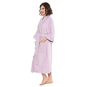 TexereSilk Women's Luxury Terry Cloth Bathrobe - NEW & IMPROVED FABRIC (Lavender Fog, Large/X-Large)