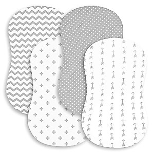 Bassinet Bed Sheets – Premium Bassinet Fitted Sheet for Halo, Mika Micky, Maxi COSI & Others - 4 Pack 100% Jersey Knit - Bassinet Bedding for Standard Size Oval or Halo Bassinet Pads for Boys & Girls