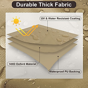 PureFit Outdoor Couch Cover Waterproof Patio Sofa Furniture Covers, 3-Seater Outdoor Cover with Air Vent and Handles, 78W x 35D x 35H Inches, Camel