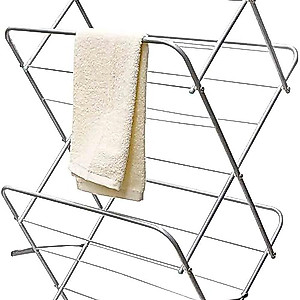 Home Basics Metal Rack for Hanging (Silver) Clothes Dryer, 3-Tier [Misc.], Grey